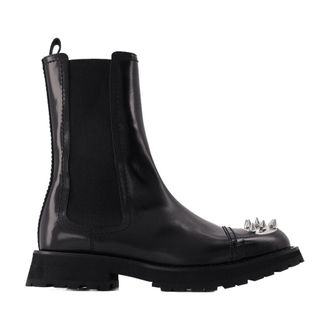Alexander McQueen Stud-Embellished Leather Boot - Black