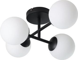 Eglo Deckenlampe Castrovido, Deckenleuchte mit vier Glaskugeln, Kugel Lampe Decke Wohnzimmer aus Metall in Schwarz und Glas in Weiß, mit G9 Leuchtmittel, w