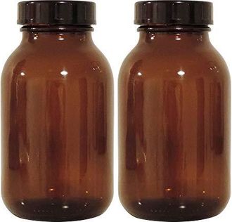 Viva Haushaltswaren Mikken braunes Apothekerglas Set 2x 500ml inkl. Schraubverschluss & Etiketten made in Germany, Creme