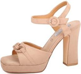 Queen Helena Sandales à talons hauts avec plateau chaussures élégantes pour femme ZM9689, beige, 36 EU
