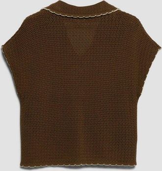 s.Oliver Kurzarmpullover Strickpullover Strickpullover mit &uuml;berschnittenen Schultern und Polokragen