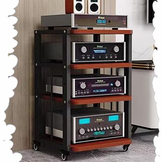 Generic HiFi-Rack, AV-Medienst&auml;nder Mit Rollen, 3/4/5-stufiger Audio-Video-Regal Verst&auml;rker Rack, Holz-Stereoschrank, Verstellbare Regale, CD-Player-St&auml;nder F