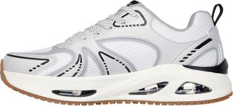 Skechers Herren UNO Ego Aurair Sneaker, White and Silver Duraleather, Hotmelt/Mesh, 41 EU