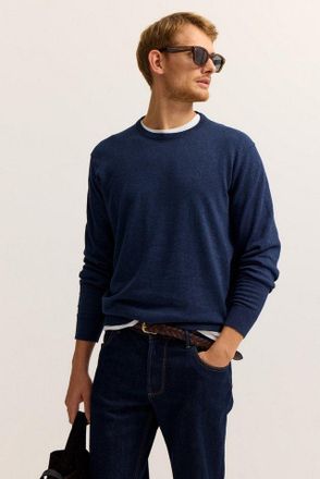 Bugatti Rundhalspullover Regular Fit Basic Essential aus reiner Baumwolle