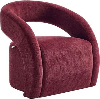 Vente-Unique Fauteuil en tissu chenille bordeaux LUCIOTA