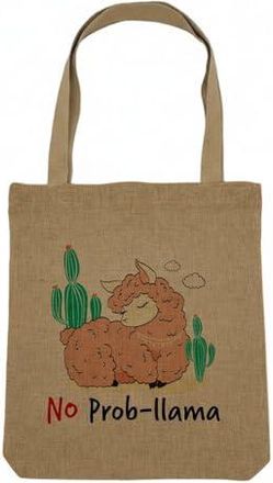 Fabulous Sac Shopping Tote Bag Aspect Lin - No Prob-llama Dessin Lama Illustration Cactus Chill - Sac de Courses Toile Epaisse 360g Beige Naturel Cabas Port&eacute; E