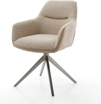 DELIFE Drehstuhl Pejo-Flex Materialmix Schlamm Kreuzgestell breit Graphit 360&deg; drehbar Wippfunktion Taschenfederkern, Esszimmerst&uuml;hle