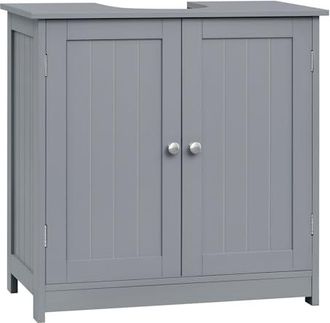 Woltu Meuble sous Lavabo, Meuble de Rangement pour Salle de Bain en MDF, 60x60x30cm, Gris