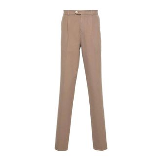 Brunello Cucinelli Homme, Pantalons, Brun, Taille: XL Terre Marron Coton Twill Pantalon