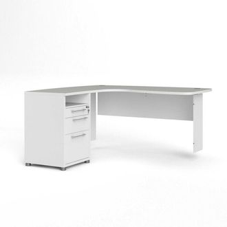 Dmora Schreibtisch Sidonie, Mehrzweckschreibtisch, Bürotisch für pc, Eckschreibtisch, 159x150 h75 cm, Weiß - Dmora