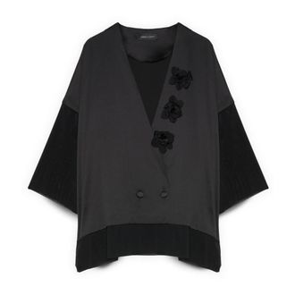 Fiorella Rubino Zweireihiger Satin-Blazer - - Jackets - Damen - Schwarzk - M