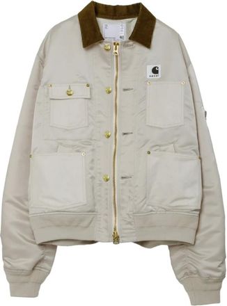 sacai Homme, Vestes, Blanc, Taille: L Veste en velours c&ocirc;tel&eacute; &agrave; poches en toile