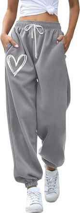 Generico Pantalon de sport pour femme dhiver pantalon de surv&ecirc;tement pour femme avec cordon de serrage taille haute pantalon coupe large pantalon avec poches d