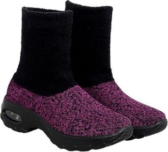 BESPORTBLE Bottes Chaudes dHiver -Mollet pour Femme Doublure en Fourrure Semelle &agrave; Coussin dAir Antid&eacute;rapante Couleur Violet Taille 36 Chaussures Confortables et
