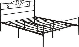 HOMCOM Bett 165 x 207 cm Bettrahmen mit Lattenrost aus Stahl, Unterbettaufbewahrung, Doppelbett, Bettgestell f&uuml;r Schlafzimmer, G&auml;stezimmer, Schwarz