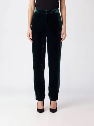 Forte_Forte Hoch taillierte Straight-Hose aus schwarzem Samt