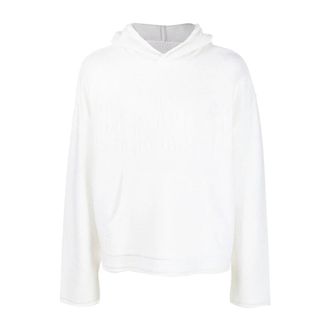 Maison Margiela Homme, Sweatshirts et sweats &agrave; capuche, Blanc, Taille: XL Sweat &agrave; capuche en maille blanche avec logo &agrave; motif num&eacute;rique