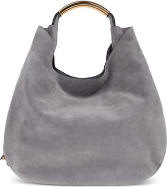 Moschino Hobo Bags - Curved Gold-Tone Metal Handle Soft-Structured Bag - Gr. unisize - in Grau - f&uuml;r Damen