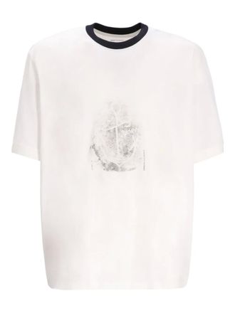 A|X Armani Exchange t-shirt en coton mélangé à imprimé ancre - Blanc