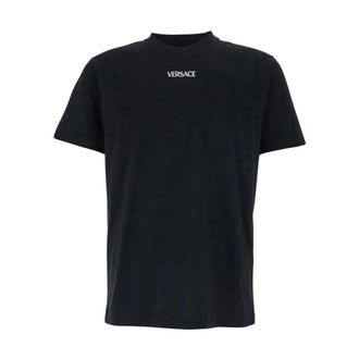 Versace Homme, Tops, Noir, Taille: L T-shirt slim en jersey de coton brod&eacute;