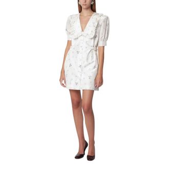 Alessandra Rich Gebl&uuml;mtes Mini-Hemdblusenkleid aus Seidentaft mit Schnallen - - Dresses - Damen - Mehrfarbig - S