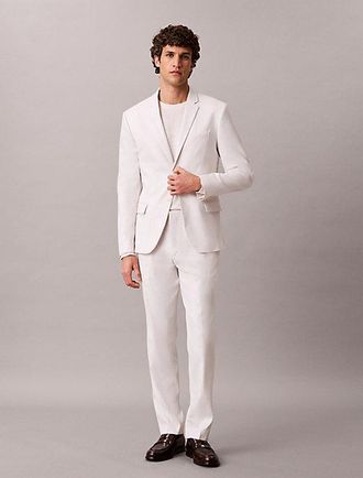 Calvin Klein Schmaler Blazer Aus Leinen-mix - White Sand - Herren - 48