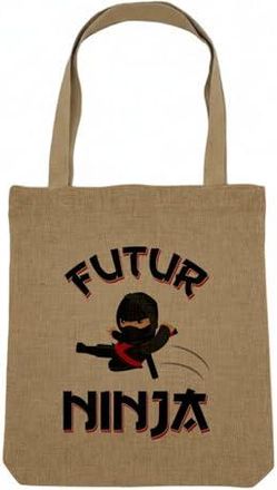 Fabulous Sac Shopping Tote Bag Aspect Lin - Futur Ninja Combat Japon H&eacute;ros - Sac de Courses Toile Epaisse 360g Beige Naturel Cabas Port&eacute; Epaule Solide Imprim&eacute; 