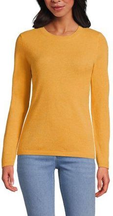 Lands End Kaschmir-Pullover mit rundem Ausschnitt, Damen, Gr&ouml;&szlig;e:44-46 regular, Gelb, Kaschmir, by Lands End