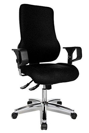 Topstar Topstar Sitness 55, Fitness-Drehstuhl, Bürostuhl, Schreibtischstuhl, inkl. höhenverstellbare Armlehnen, Bezugsstoff, schwarz, Extra breit