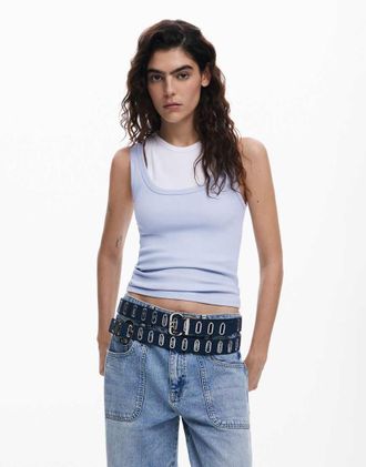 Desigual Ceinture r&eacute;versible - Bleu