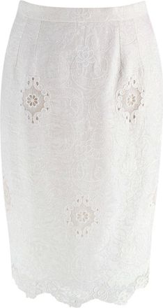 Dolce & Gabbana Dolce and Gabbana White Brocade Embroidered Pencil Skirt Size S