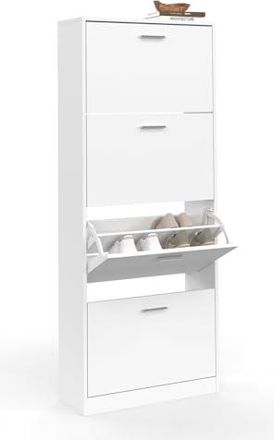 IDMarket Meuble &agrave; Chaussures 24 Paires KLARK 4 Portes Blanc