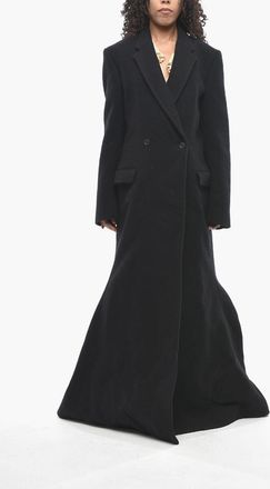 Balenciaga Doppelreihiger Maxi-Mantel Aus Wolle Und Nylon Balenciaga