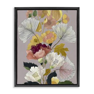 Stupell Industries Annabelle Hall Wandbild auf Leinwand, Motiv Detaillierte Blätter, goldgerahmt, 78 x 63 cm