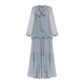 Chlo&eacute; Flie&szlig;endes langes Kleid aus Seidenmousseline - - Dresses - Damen - Blau - S