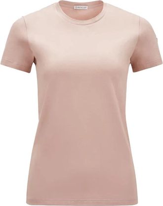 Moncler Klassisches Pinkes Slim Fit T-Shirt - - Tops - Damen - Rosa - L