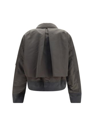 sacai Womens Double-Zip Nylon Jacket D-Khaki D/khaki