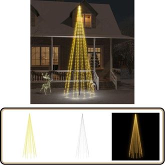 vidaXL LED-Weihnachtsbaum für Fahnenmast Warmweiß 732 LEDs 500 cm - Weihnachtsschmuck - LED-Dekoration - Weihnachtsbaum - Außendekoration