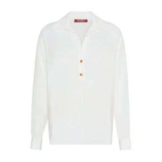 Max Mara Femme, Blouses et Chemises, Blanc, Taille: 34 FR Chemise Polo en Cr&ecirc;pe de Chine