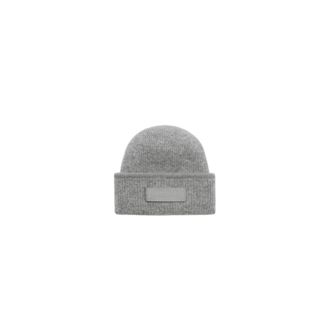 Jacquemus Logo Patch Rippstrickm&uuml;tze - - Accessories - unisex - Grau - ONE SIZE