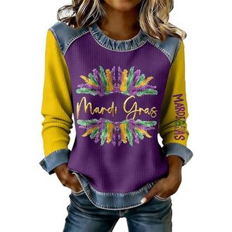 Generic Sweat-shirt &agrave; capuche &agrave; manches longues et col rond pour femme, violet, XXL