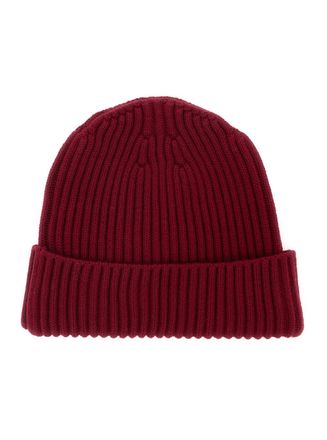 Stone Island Boys Beanie With Cuff Red Tech Fabric Hat