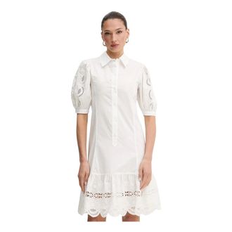 Liu Jo Robe Chemise Brod&eacute; - Femme - Robes - Blanc - Taille: 36 FR