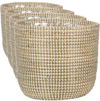 Scheurich Seegras 15, Korbgef&auml;&szlig;/Korb-Pflanzgef&auml;&szlig;/Korbtopf aus Seegras Farbe: White, 15 cm Durchmesser, 13 cm hoch, 2,1 l Vol. (Packung mit 4)