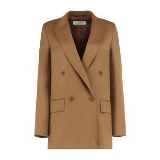 Max Mara Femme, Vestes, Brun, Taille: 40 FR Blazer crois&eacute; en laine m&eacute;lang&eacute;e