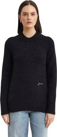 Ganni Femme, Pulls, Noir, Taille: 38 FR Pull ras du cou en alpaga bross&eacute;