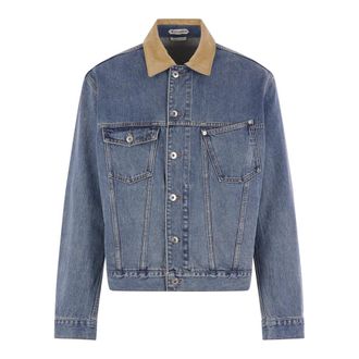 J.W.Anderson Homme, Vestes, Bleu, Taille: L Veste en jean avec col en velours c&ocirc;tel&eacute;