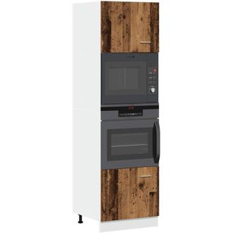 vidaXL Vidaxl - Armoire &agrave; micro-ondes vieux bois 60x57x207 cm bois ding&eacute;nierie