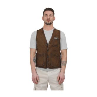 The Jack Leathers Renna Stoffweste mit Retro-Stil - - Jackets - Herren - Braun - L