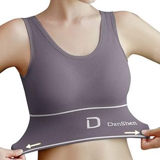 Generic Soutien-gorge de sport rembourr&eacute; pour femme, d&eacute;bardeur court de yoga pour entra&icirc;nement, course &agrave; pied, fitness, gris, M